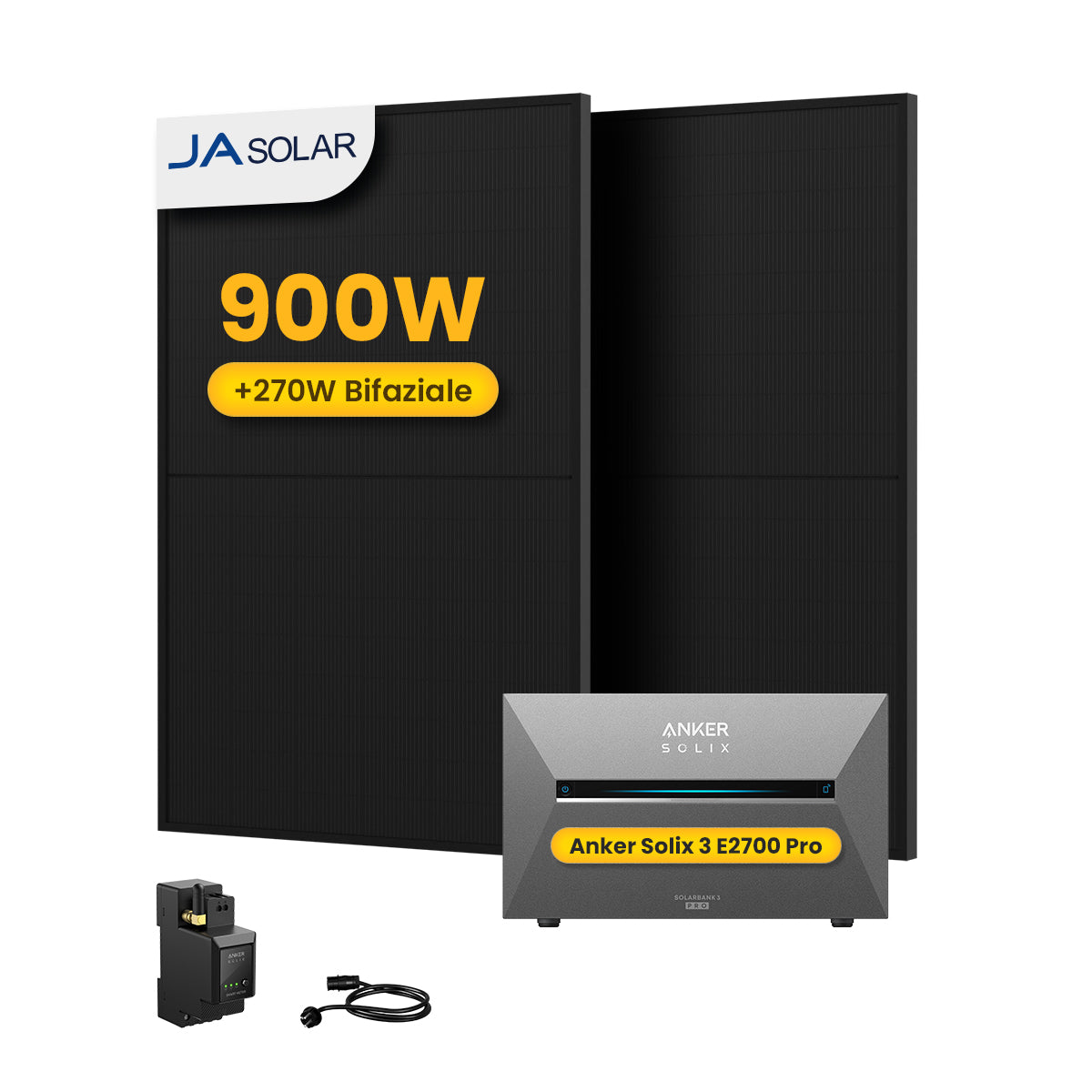 Anker SOLIX Solarbank 3 E2700 Pro, mit 2 x 450 JA Solar Bifaziale Sola ...